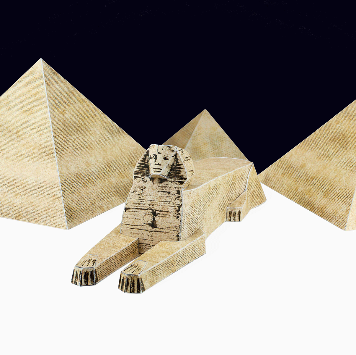 Sphinx and Egyptian Pyramids - Paper Model Kit for Beginners ...